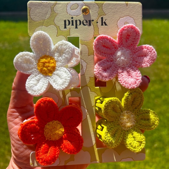 Piper | Accessories | Piper K Crochet Flower Hair Clips Multicolor Set ...